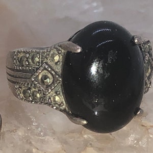 Vintage Avon RJ Graziano Black Onyx and Marcasite Ring Sterling Silver ...