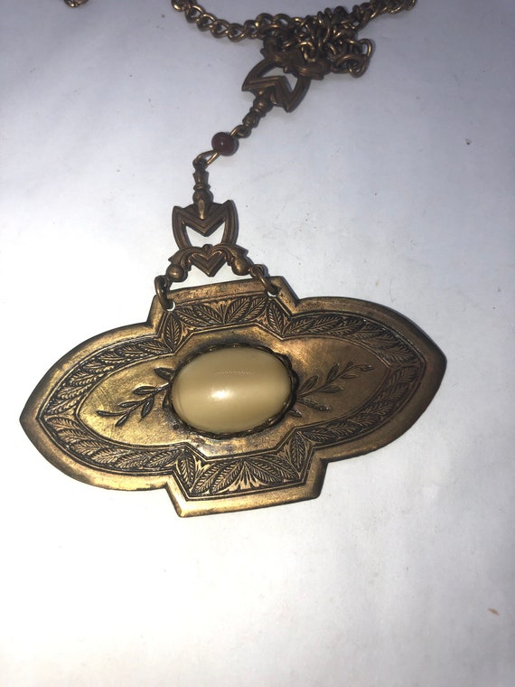 Antique vintage art deco Lavalier pendant necklace br… - Gem