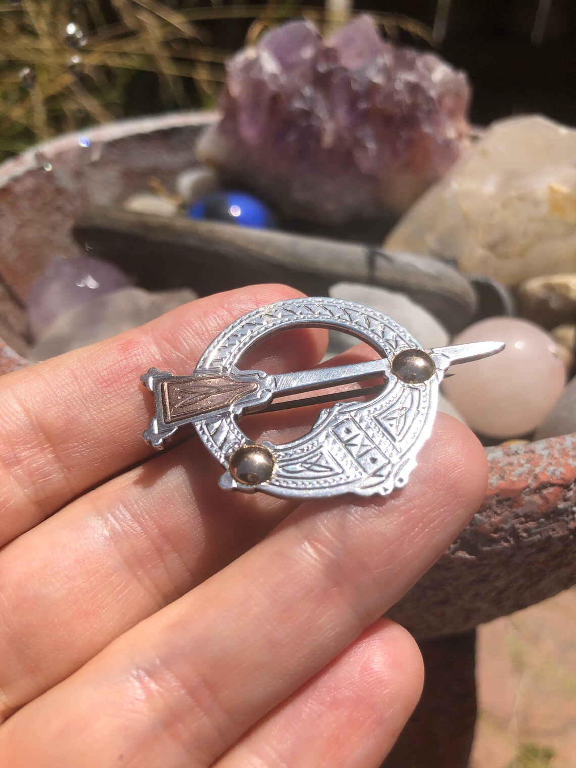 Vintage Celtic Tara brooch pin sterling silver and 18 Karat | Etsy