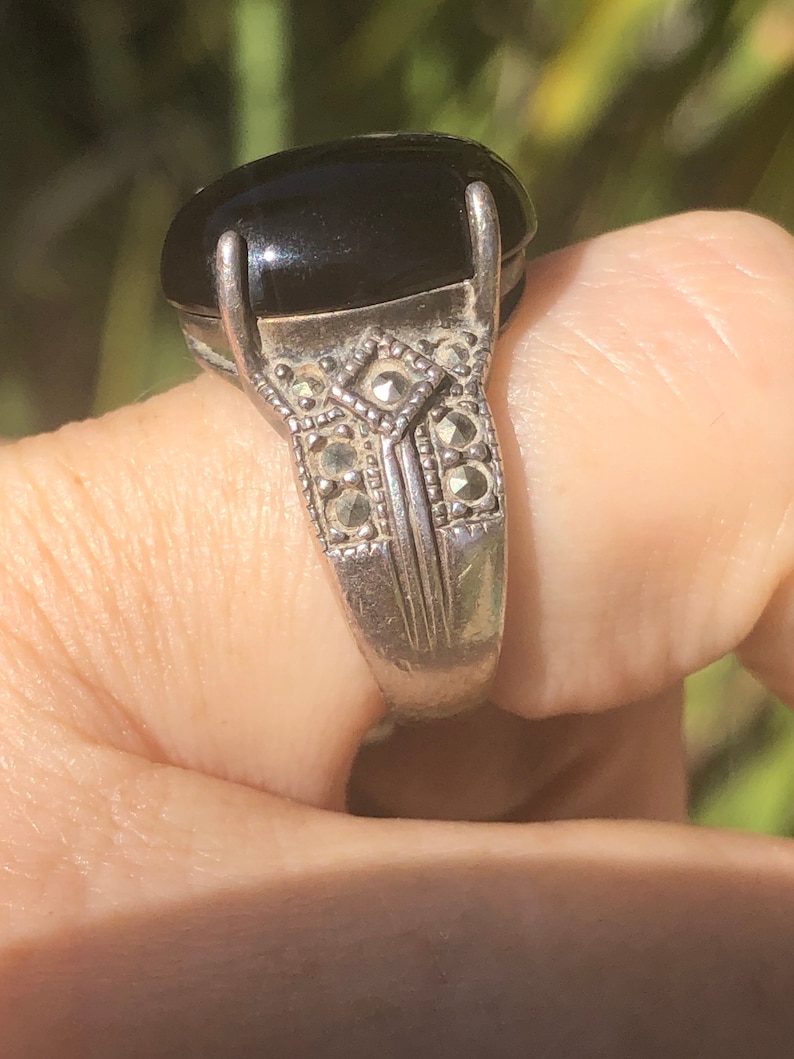 Vintage Avon RJ Graziano Black Onyx and Marcasite Ring | Etsy