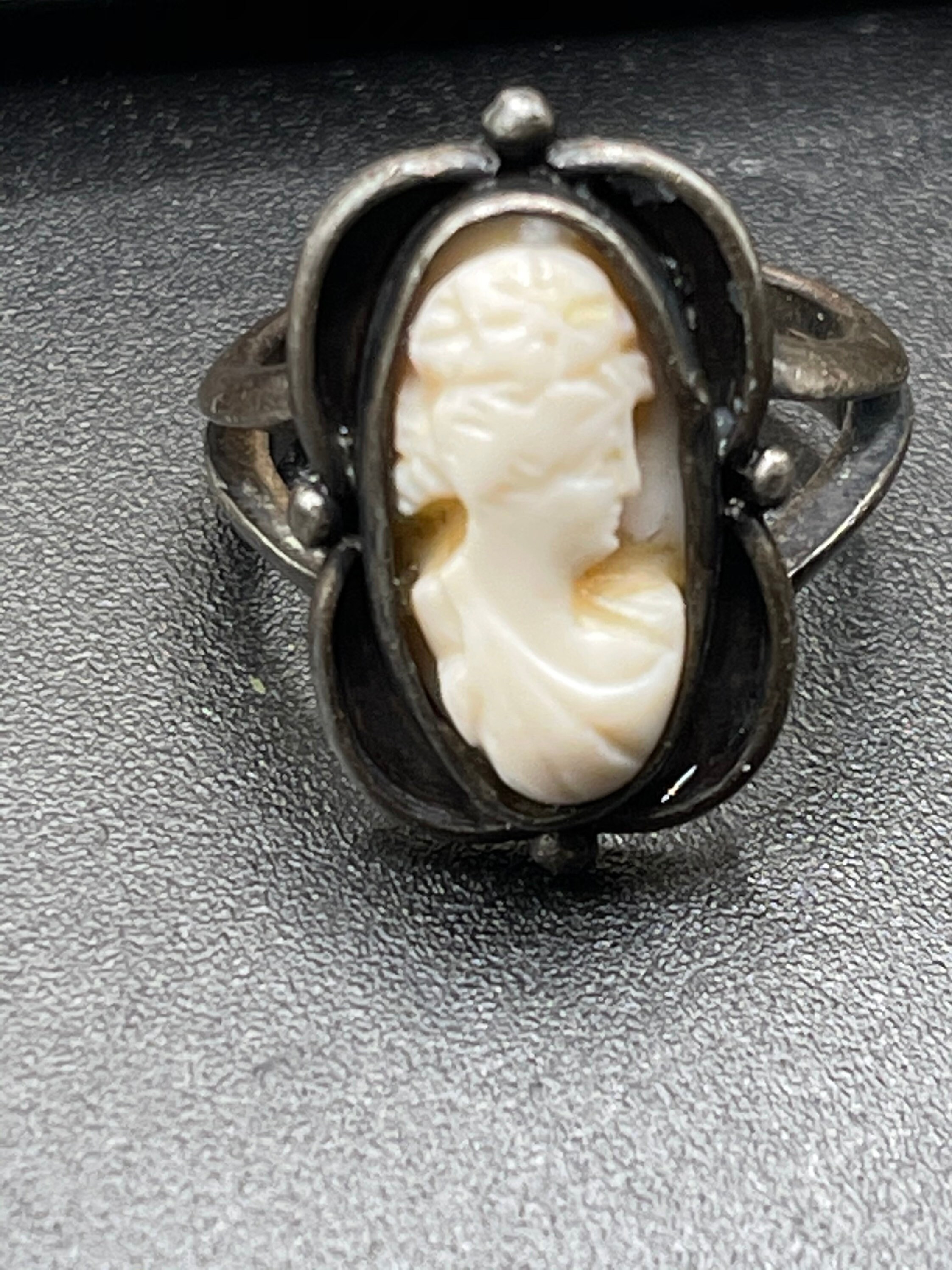 Victorian Antique Shell Cameo Carved Sterling Silver Ring Old Size 6.5 ...