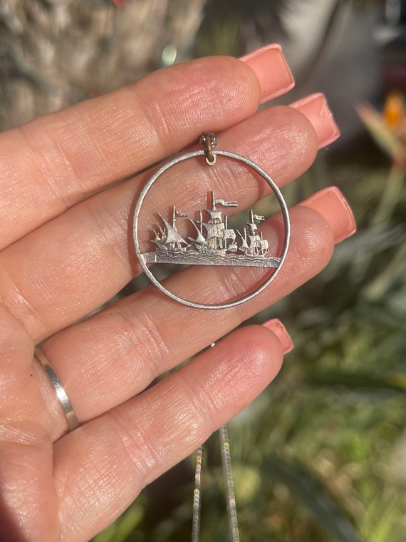 Antique Vintage 500 Lira 1958 Coin Cutout Pendant Med… - Gem