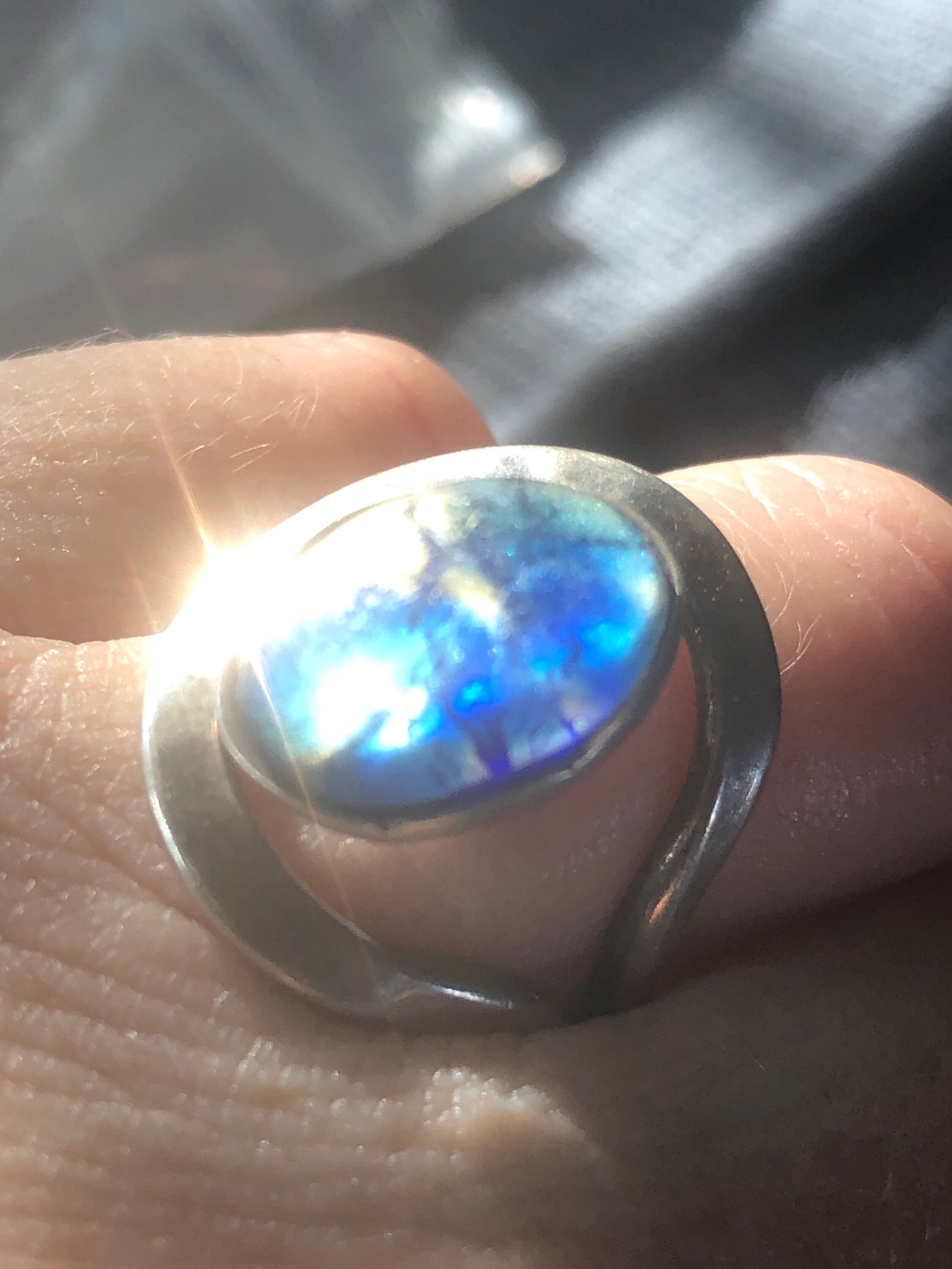 Vintage Modernist Foil Spot Art Glass Ring Abstract Blue | Etsy