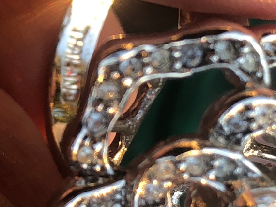 Vintage Nolan Miller Cz Rose flower rings Silvertone … - Gem