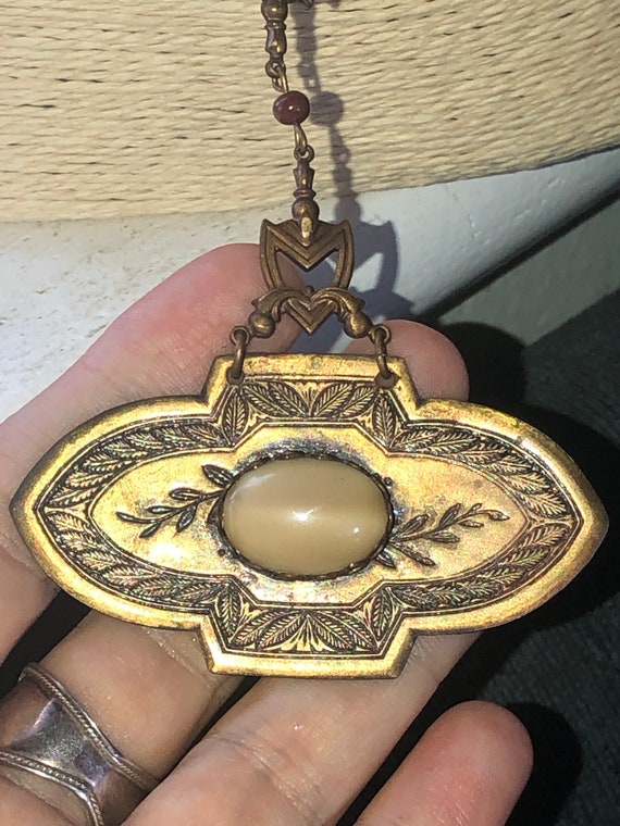 Antique vintage art deco Lavalier pendant necklace br… - Gem