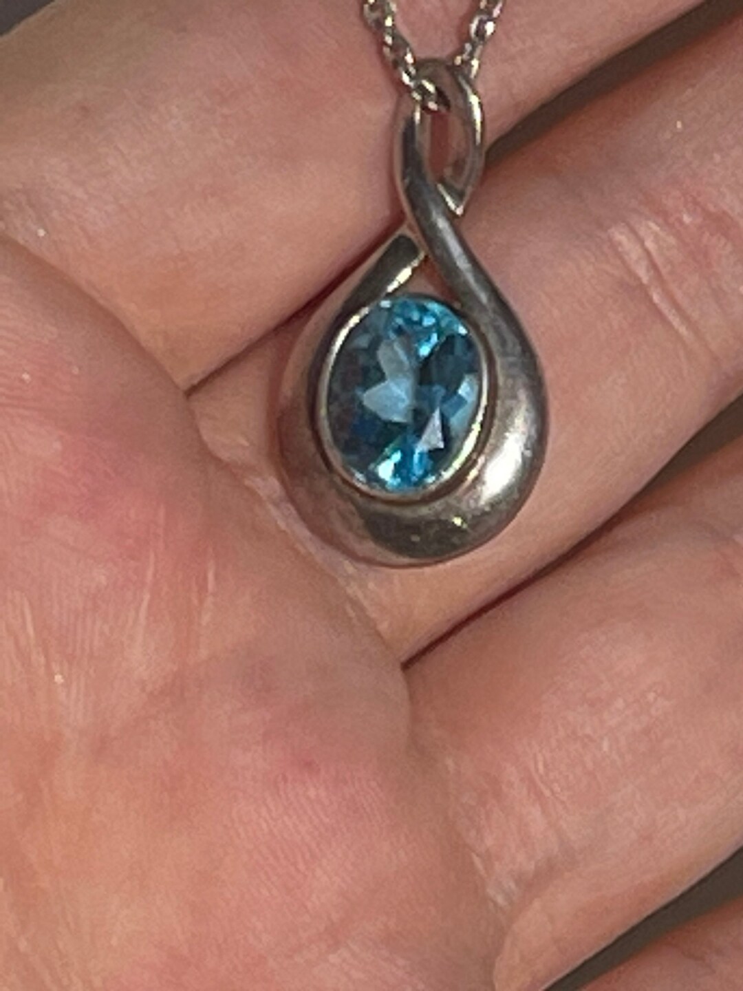 Gorgeous Vintage Big Blue Topaz Sterling Silver Pendant Bocco Necklace ...