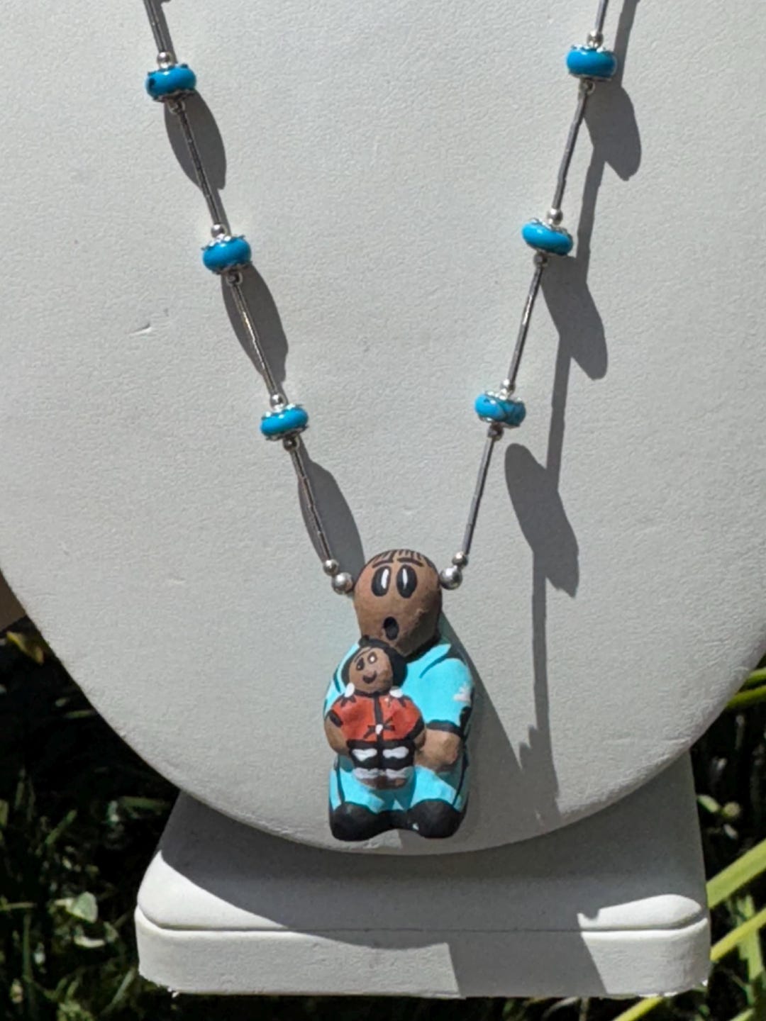 Handmade Storyteller Necklace – Signed CS, Pueblo-inspired Pendant ...