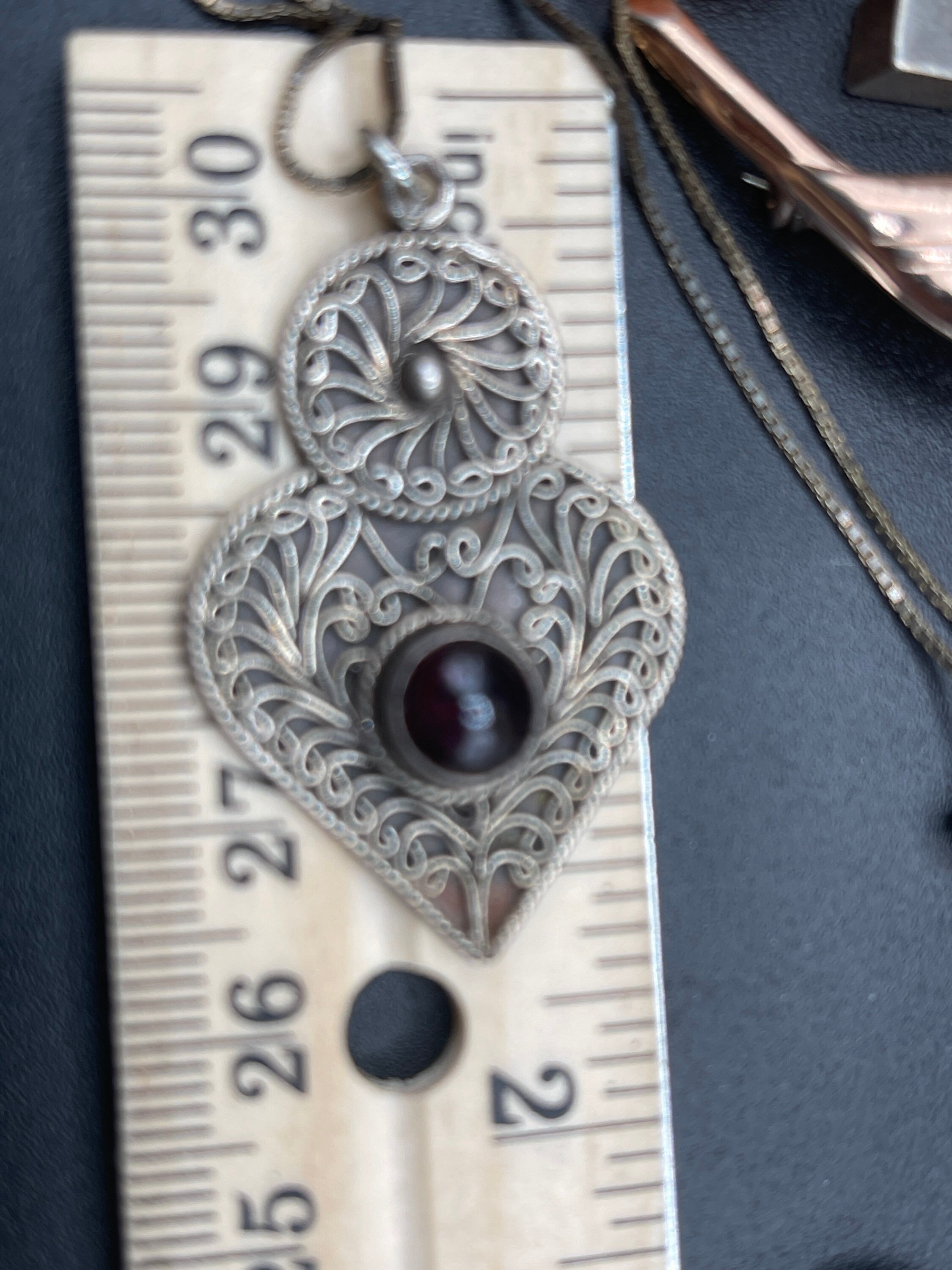 Beautiful Antique Vintage Filigree Pendant Sterling Silver 925 Garnet ...
