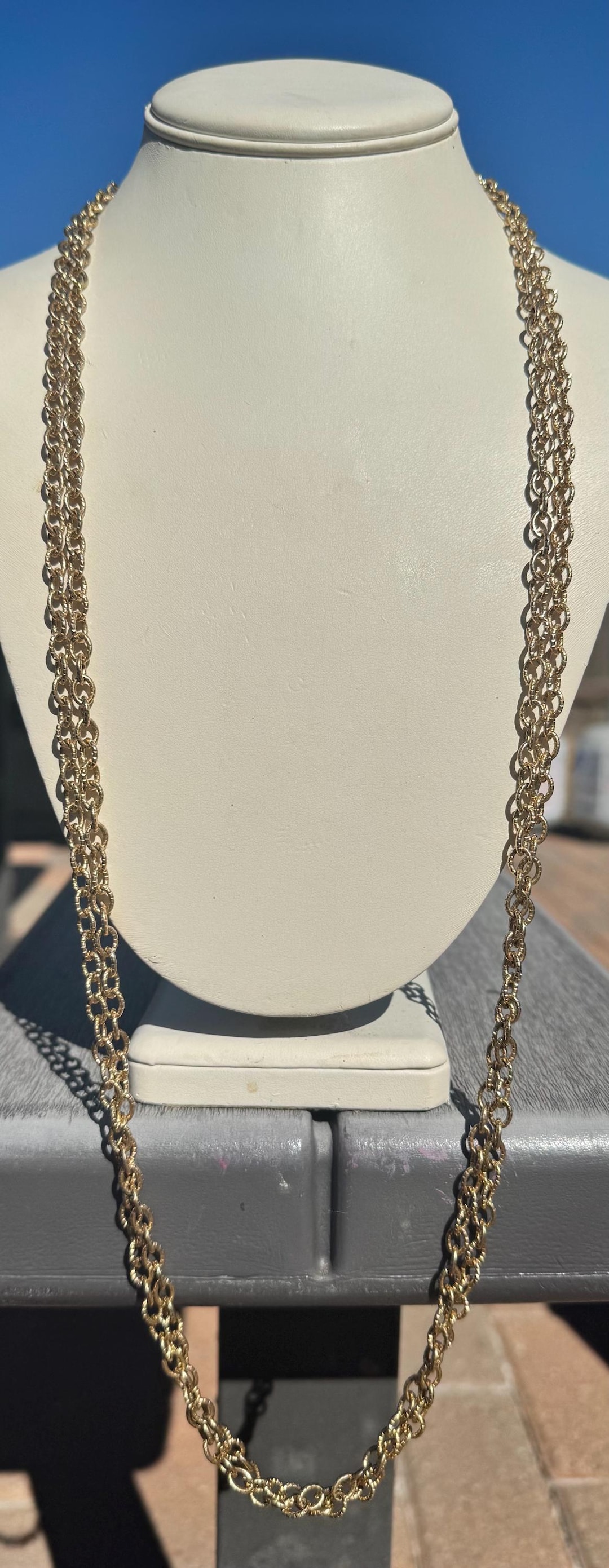 Vintage Gold Tone Opera Necklace: 36" Double Strand Chain - Etsy