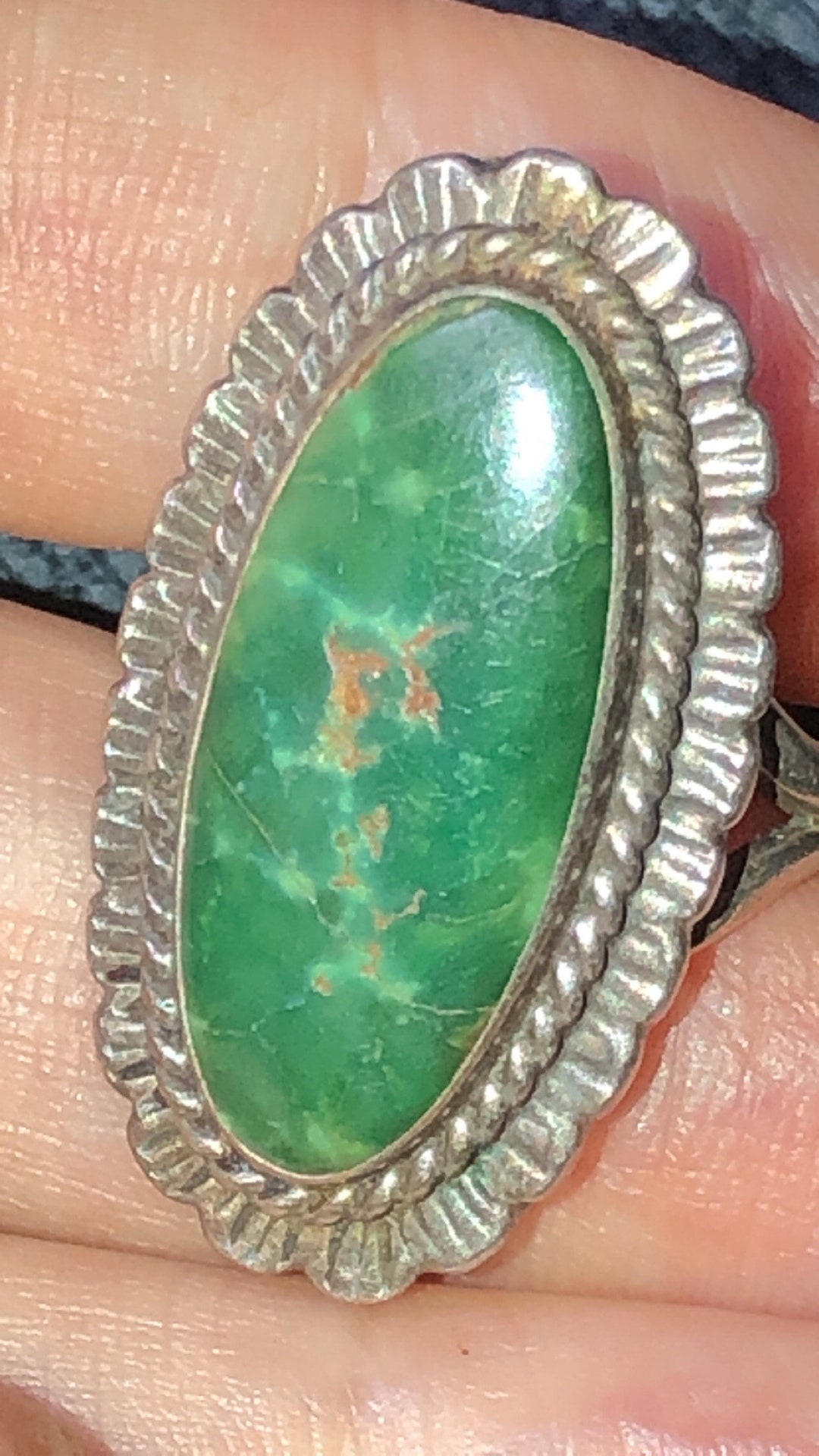 Rare!! Amazing Fred Harvey Era Vintage Rare Deep Green Turquoise Ring ...
