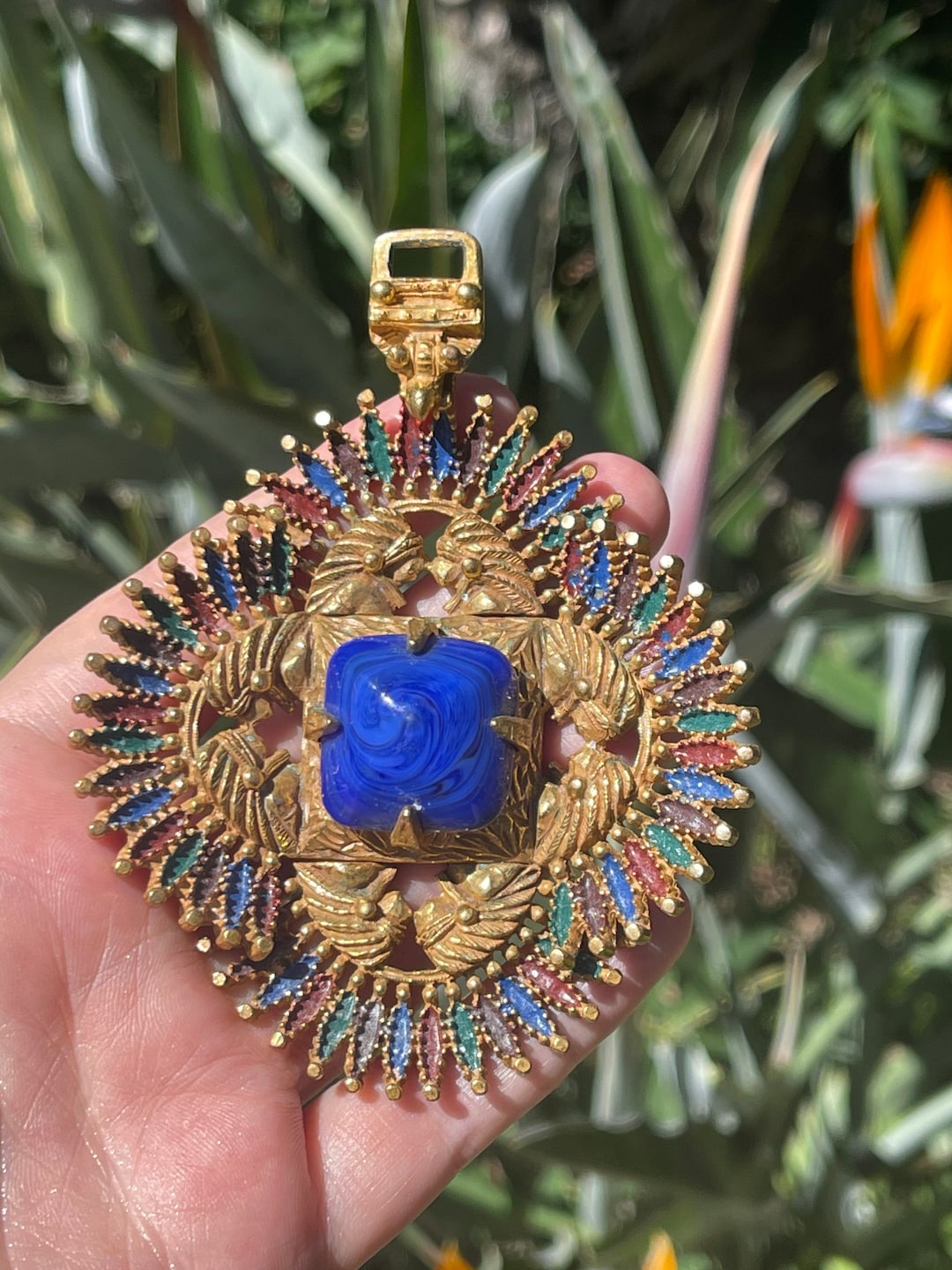 Vintage Castlecliff Designer Larry VRBA Huge Aztec - Indian Pendant ...