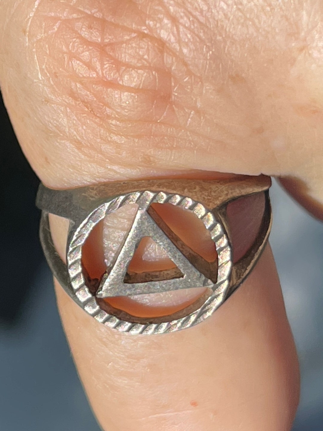 Vintage Sterling Silver 925 AA Symbol Ring Alcoholics Anonymous Support ...