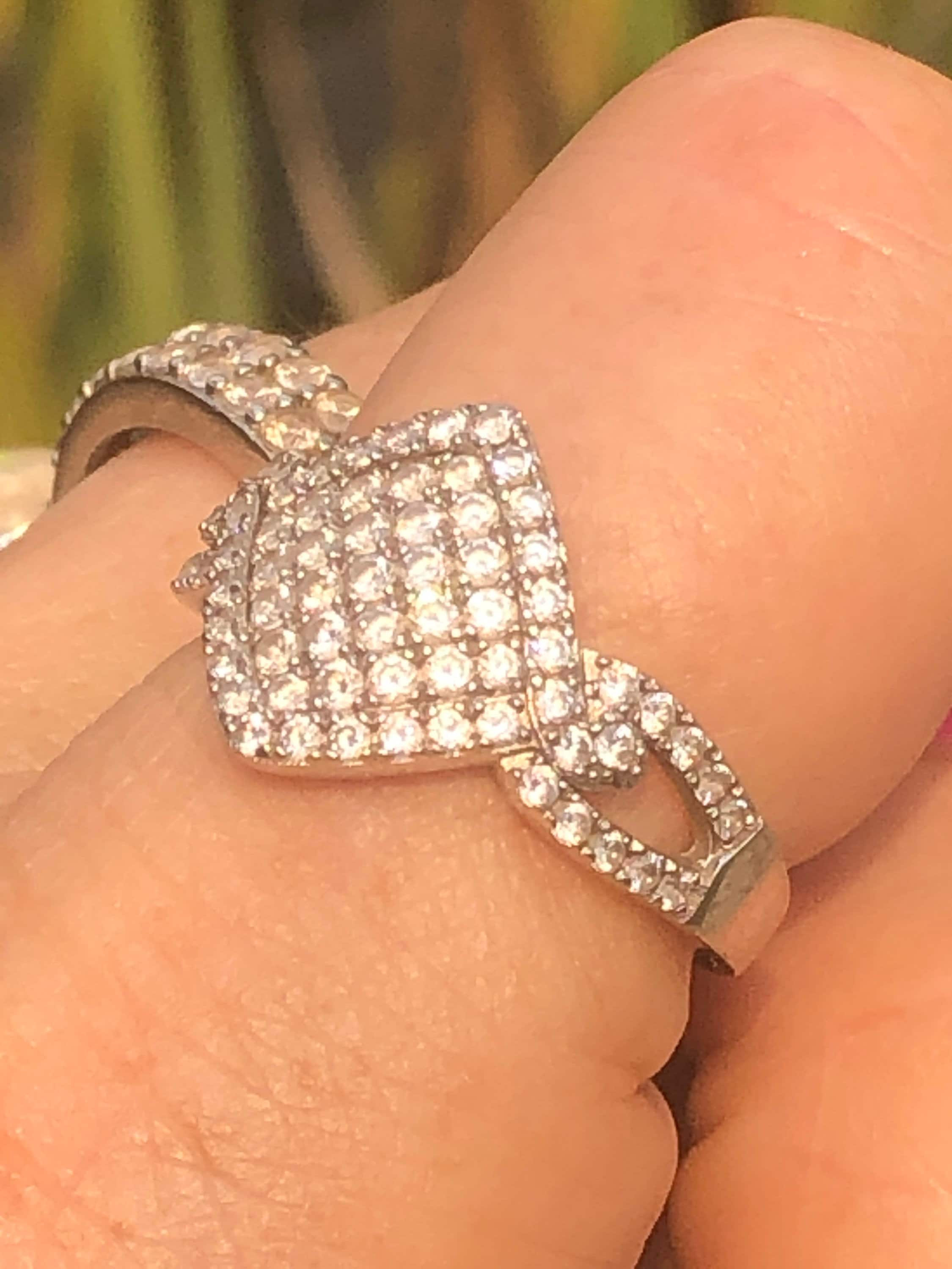 Beautiful CZ crystal ring fake pave set diamonds size 7 look | Etsy