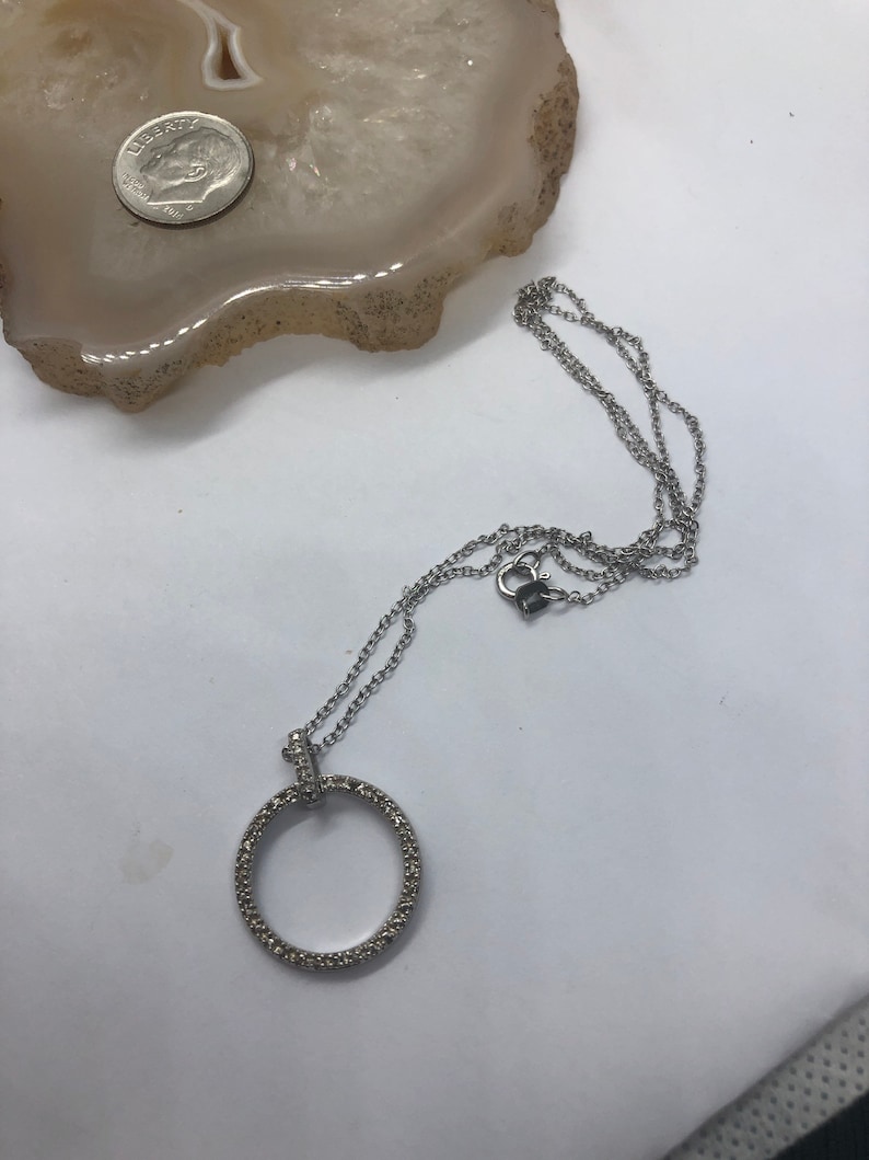 Vintage Sterling Silver Ross Simons Circle Pendant Necklace | Etsy