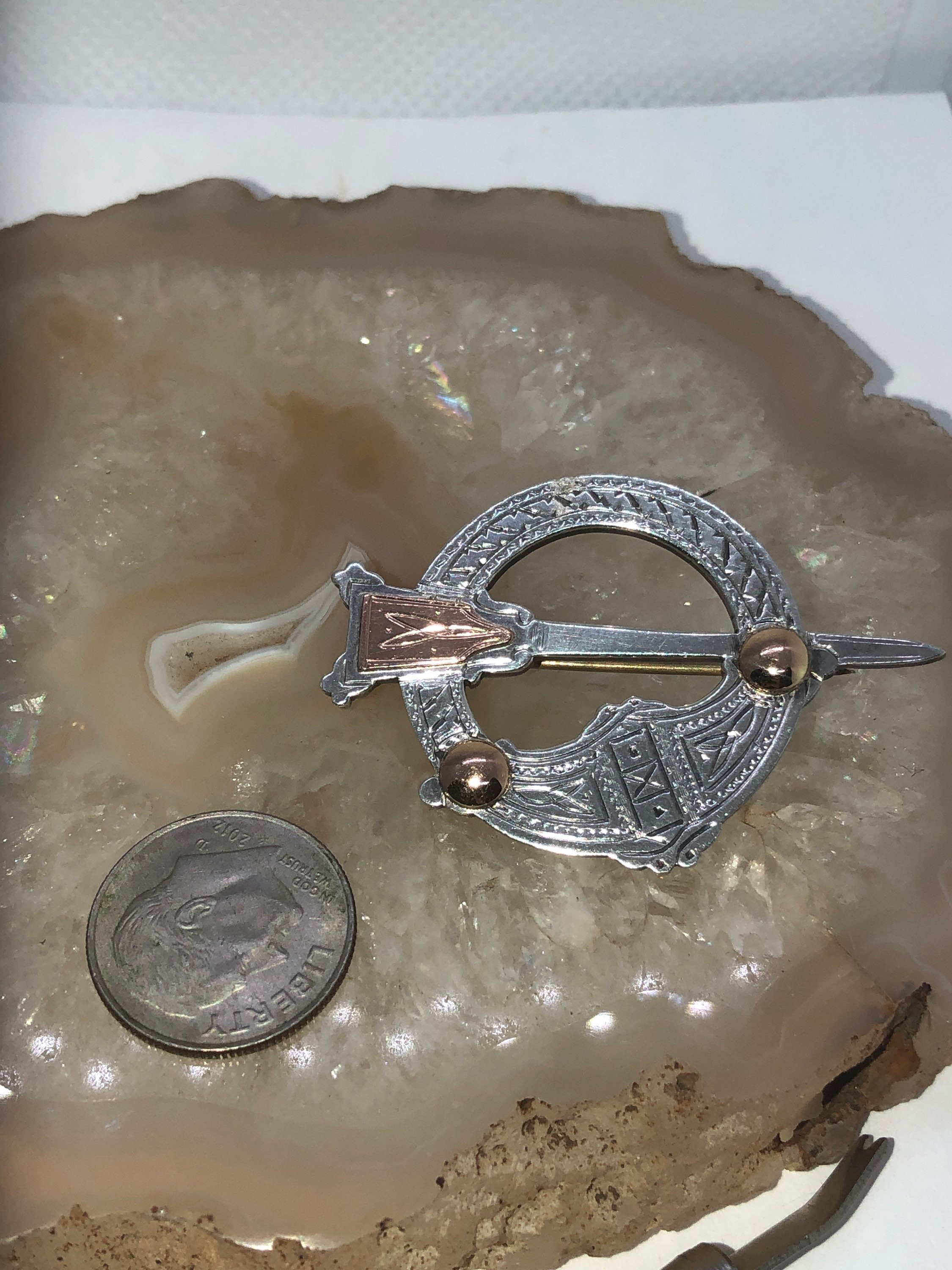 Vintage Celtic Tara Brooch Pin Sterling Silver and 18 Karat | Etsy