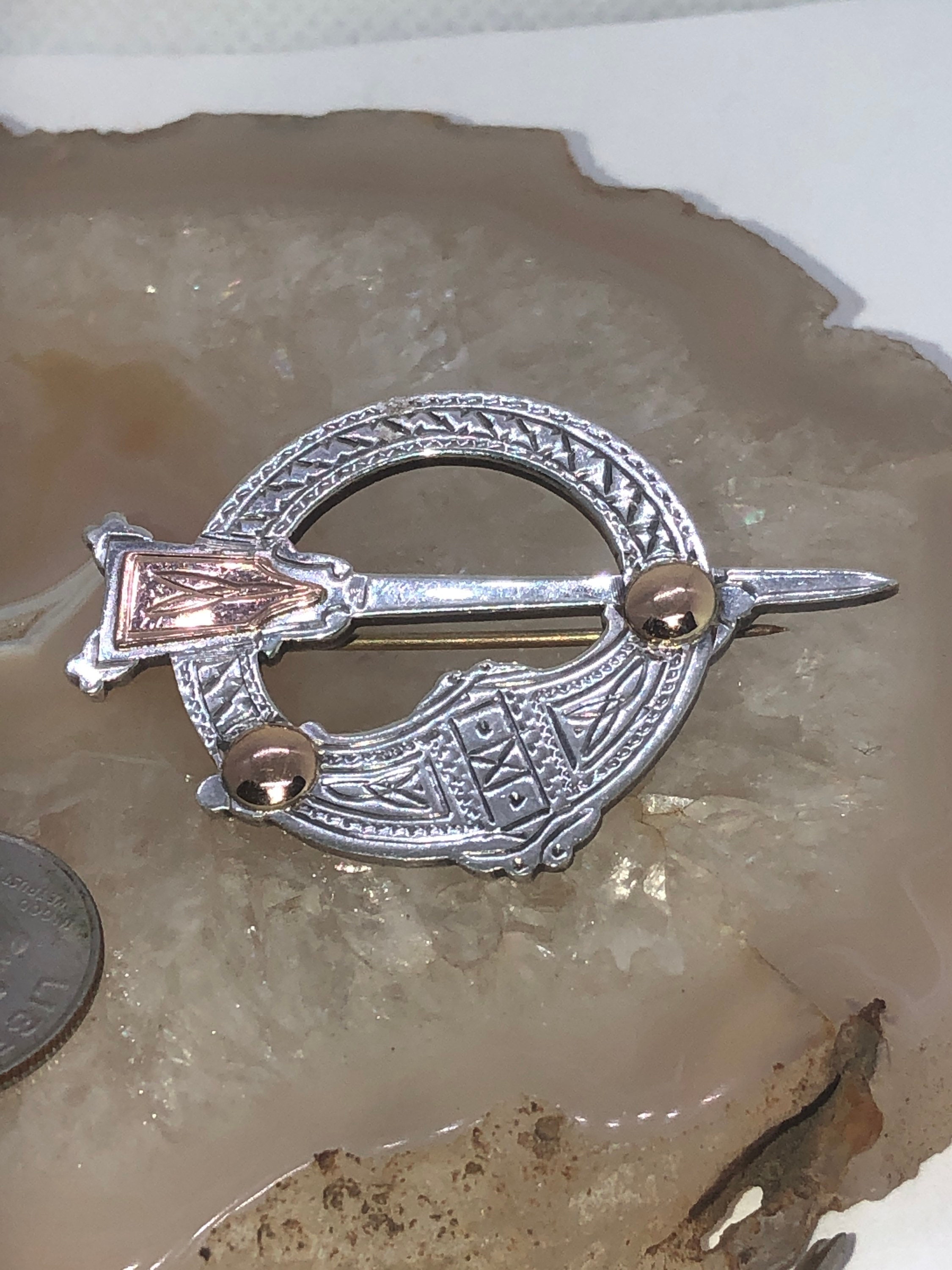 Vintage Celtic Tara brooch pin sterling silver and 18 Karat | Etsy