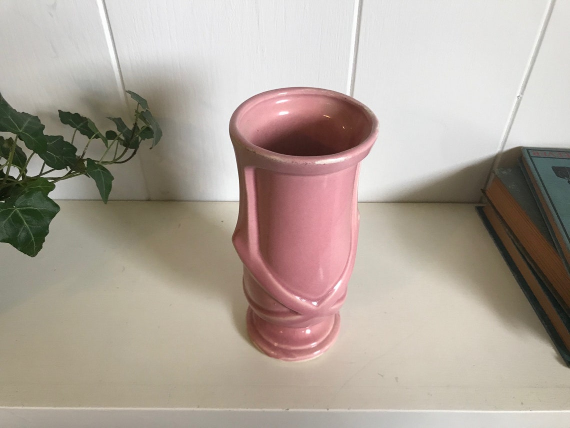 Vintage USA Pink Pottery Vase Ceramic Floral Decor | Etsy