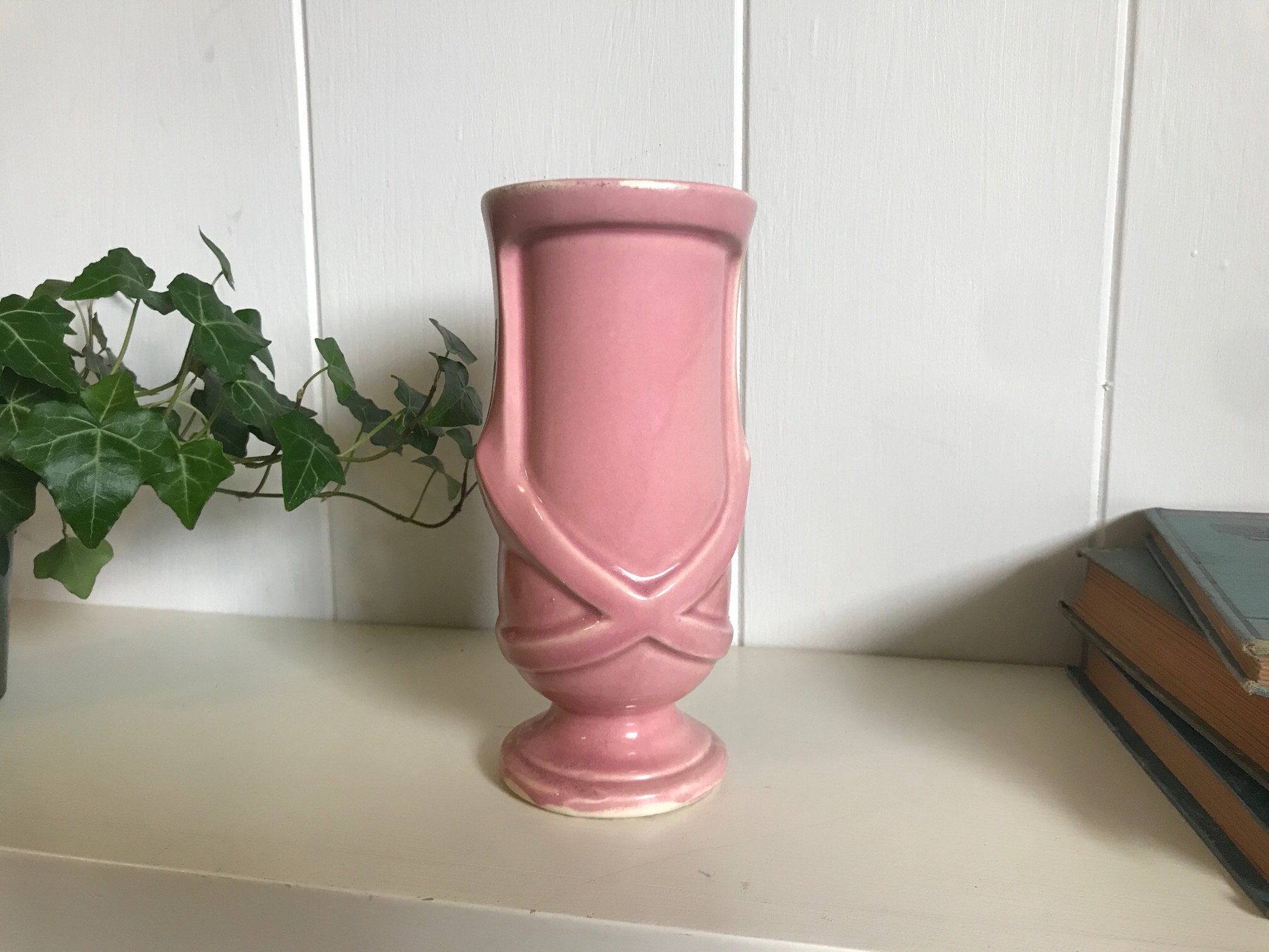 Vintage USA Pink Pottery Vase, Ceramic Floral Decor - Etsy