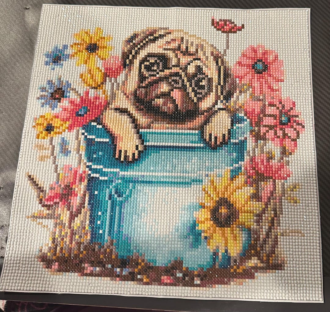 Flower Pug Finished Diamond Painting - Etsy