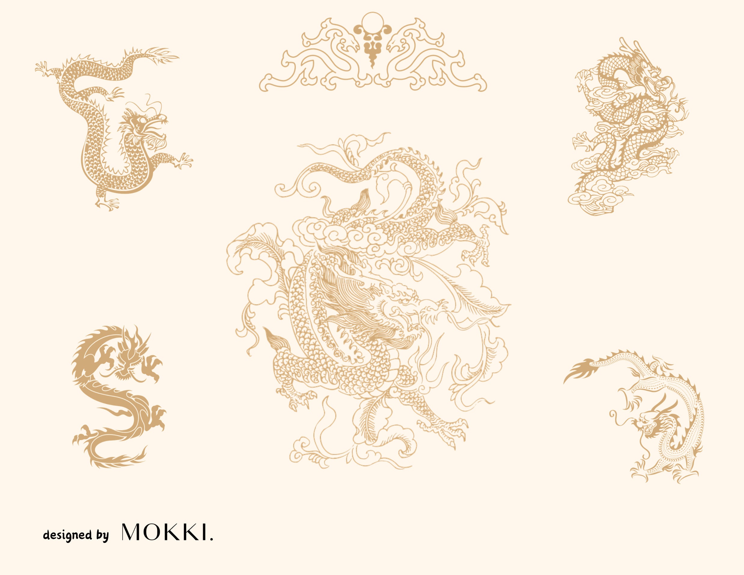 Dragon Year Clipart 2024 Dragon Pattern Design Pre-cropped PNG Set of ...