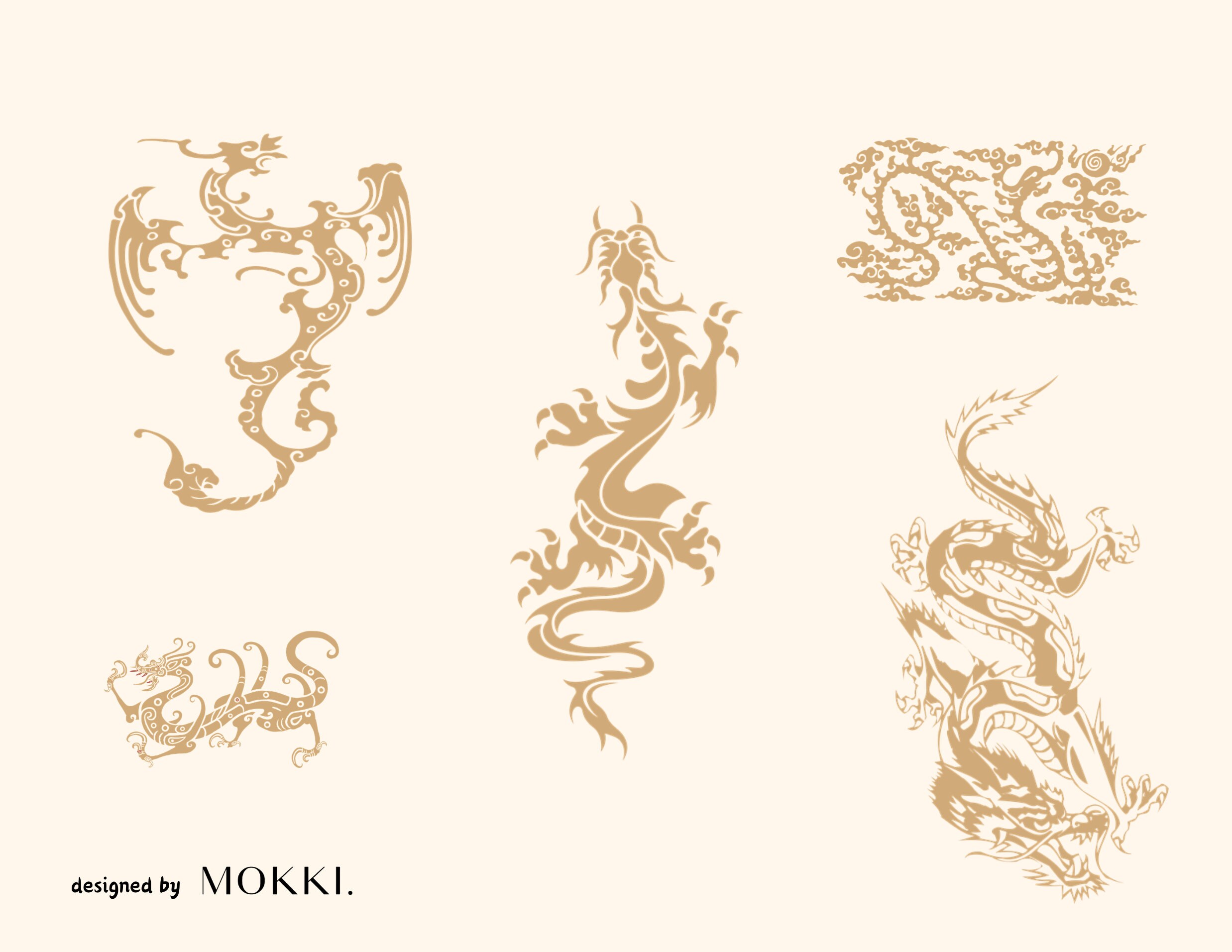 Dragon Year Clipart 2024 Dragon Pattern Design Pre-cropped PNG Set of ...