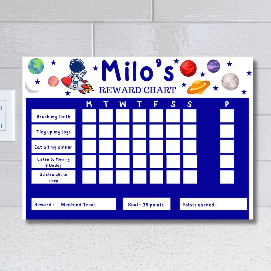 Editable Space Reward Chart, Galaxy Reward Chart, Space Chore Chart ...