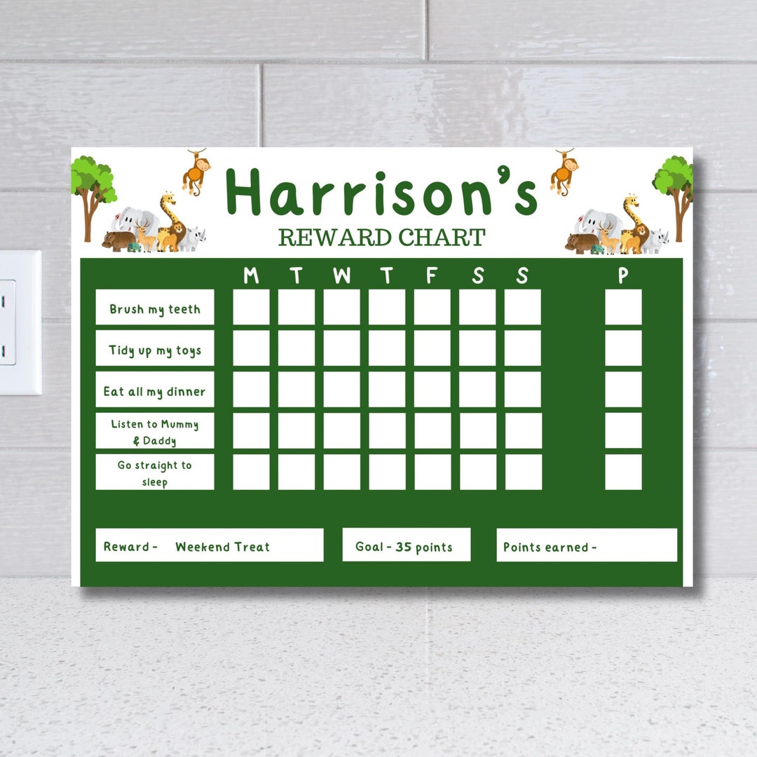 Editable Safari Reward Chart, Safari Animals Reward Chart, Kids Reward ...