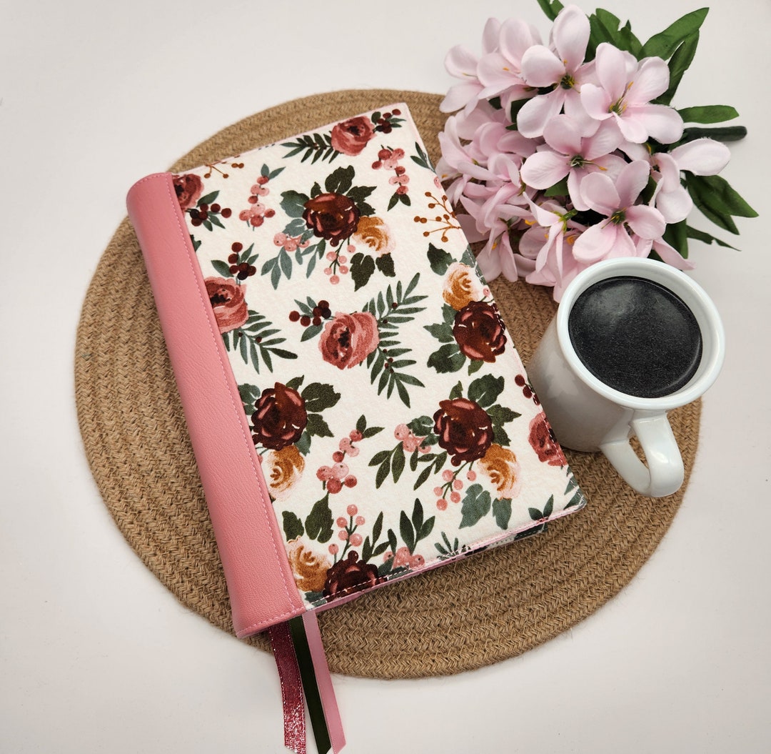 Bible Cover With Faux Leather Spine, Bible Sleeve, Book Sleeve, Bible ...