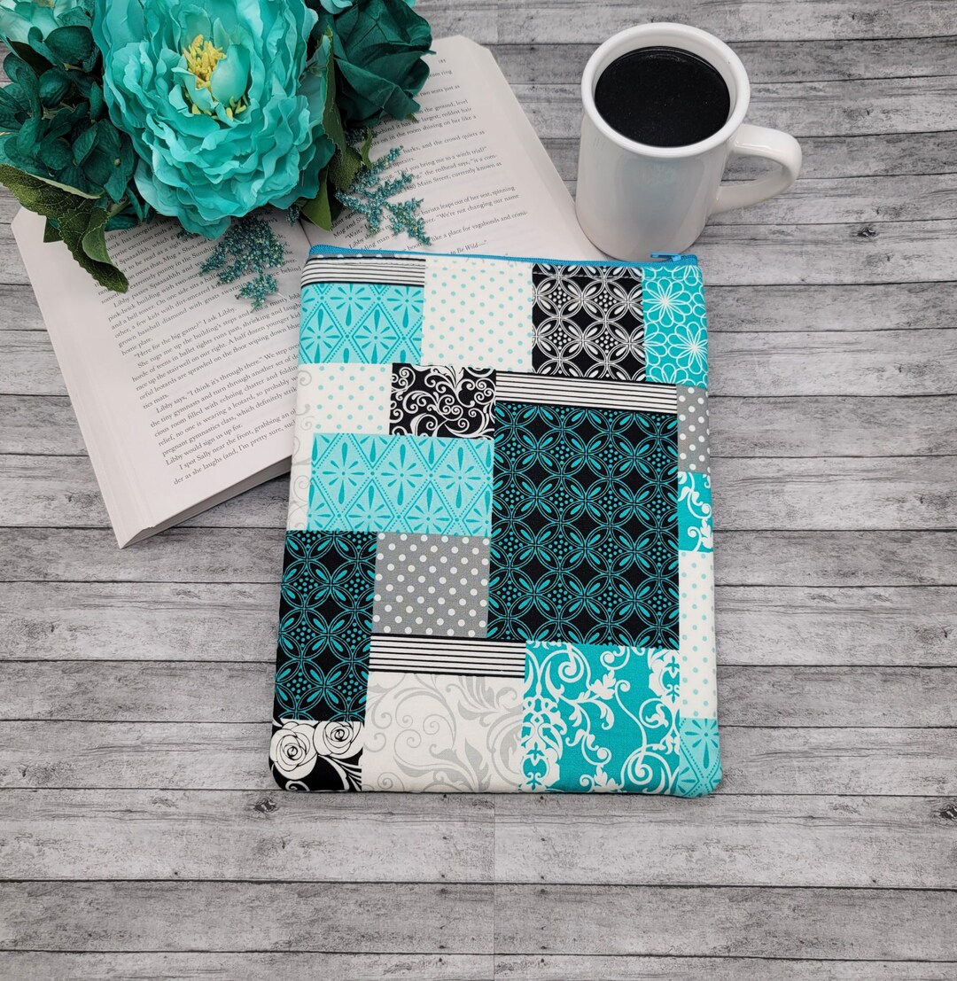 Zippered Book Sleeve, Book Cover, Book Pouch, Book Lover, Tablet Cover ...