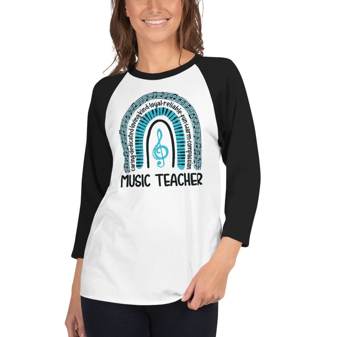 Music Teacher Rainbow Treble Clef Raglan – Inspirational Baseball Tee ...