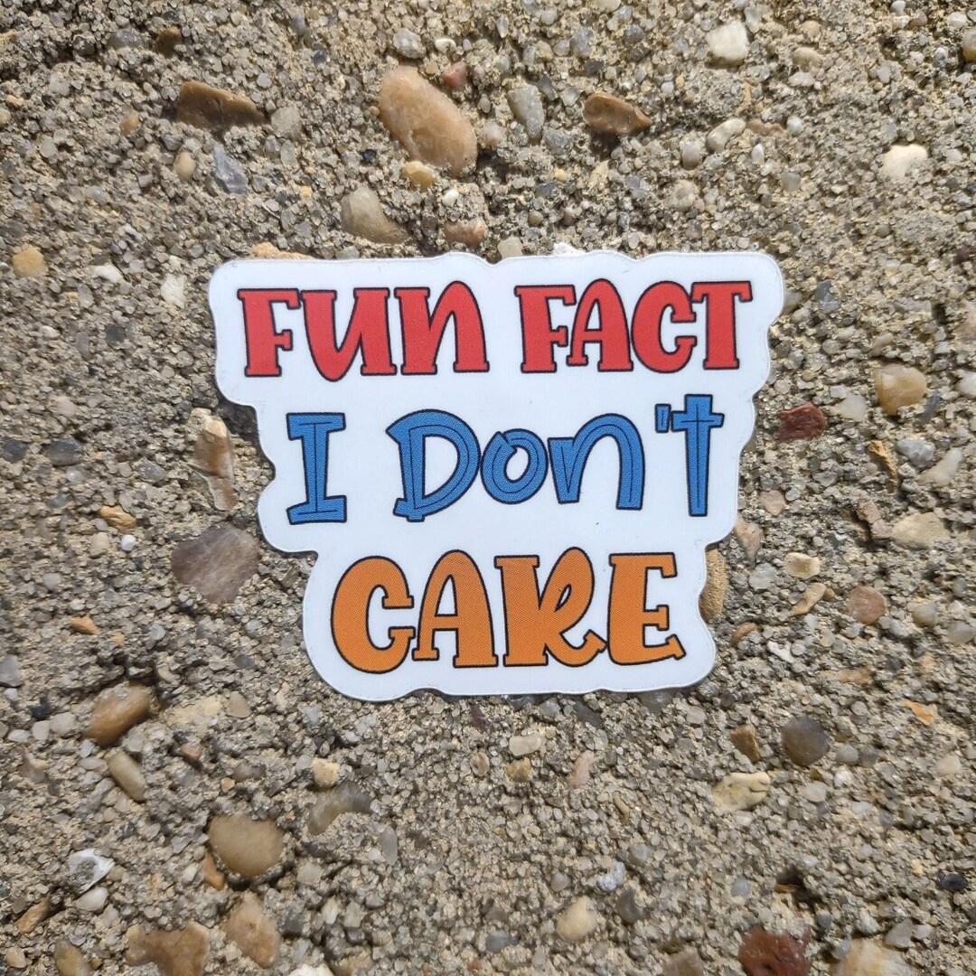 Fun Fact - I Don't Care Sticker - Introvert Gift Sassy Laptop Water ...