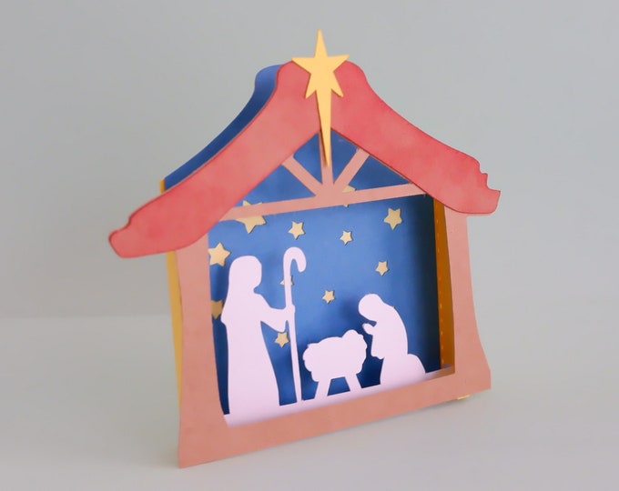 Nativity Christmas 3D Card SVG, 3d SVG, Pop up Christmas Card, Papercut ...