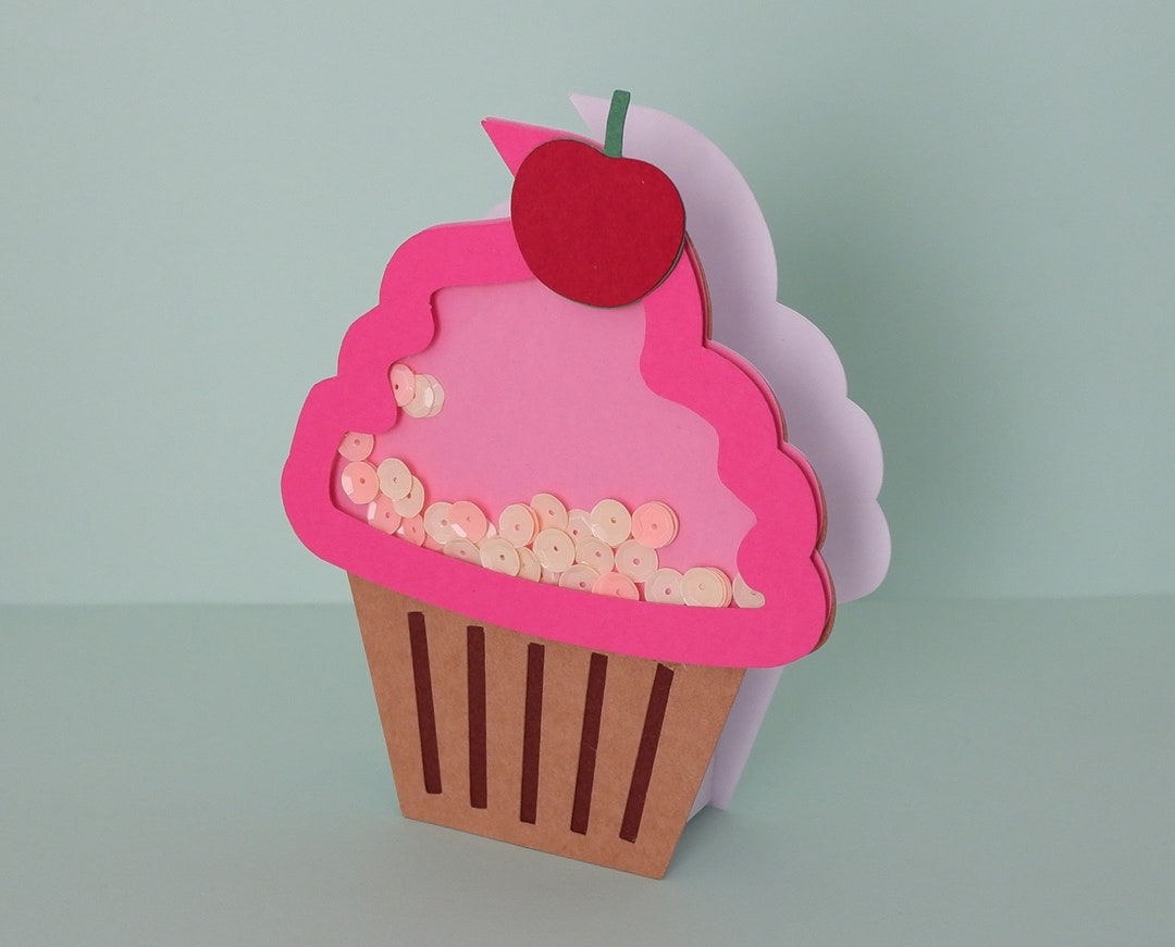 Cupcake Shaker Card SVG, Cupcake Pop up Card SVG, Cupcake 3D Card SVG ...