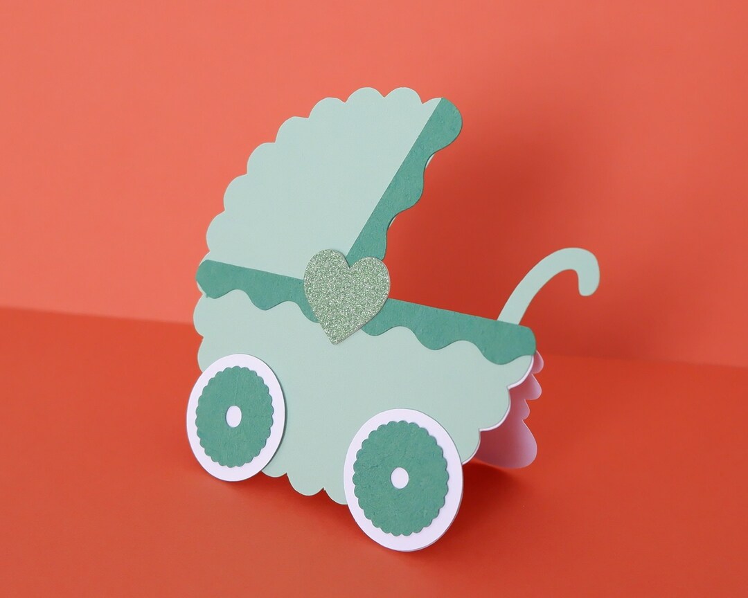 Baby Pram Card SVG, Baby Shower Card SVG, Baby Pram Card Template ...