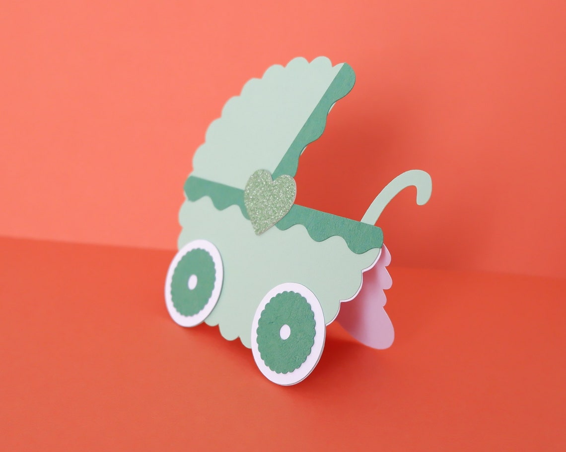 Baby Pram Card SVG Baby Shower Card SVG Baby Pram Card - Etsy