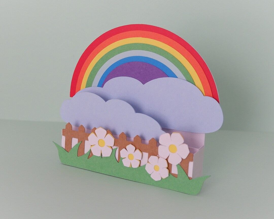 Rainbow 3D Card SVG, Rainbow Pop up Card SVG, Rainbow Greeting Card ...