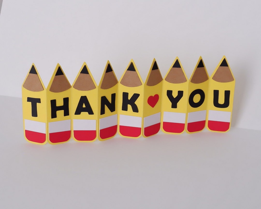 Pencil Card Template SVG, Teacher Appreciation Card, Teacher Thank You ...
