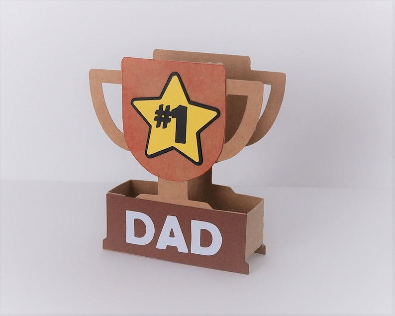 Dad Trophy Card SVG Father's Day 3D Card World's - Etsy