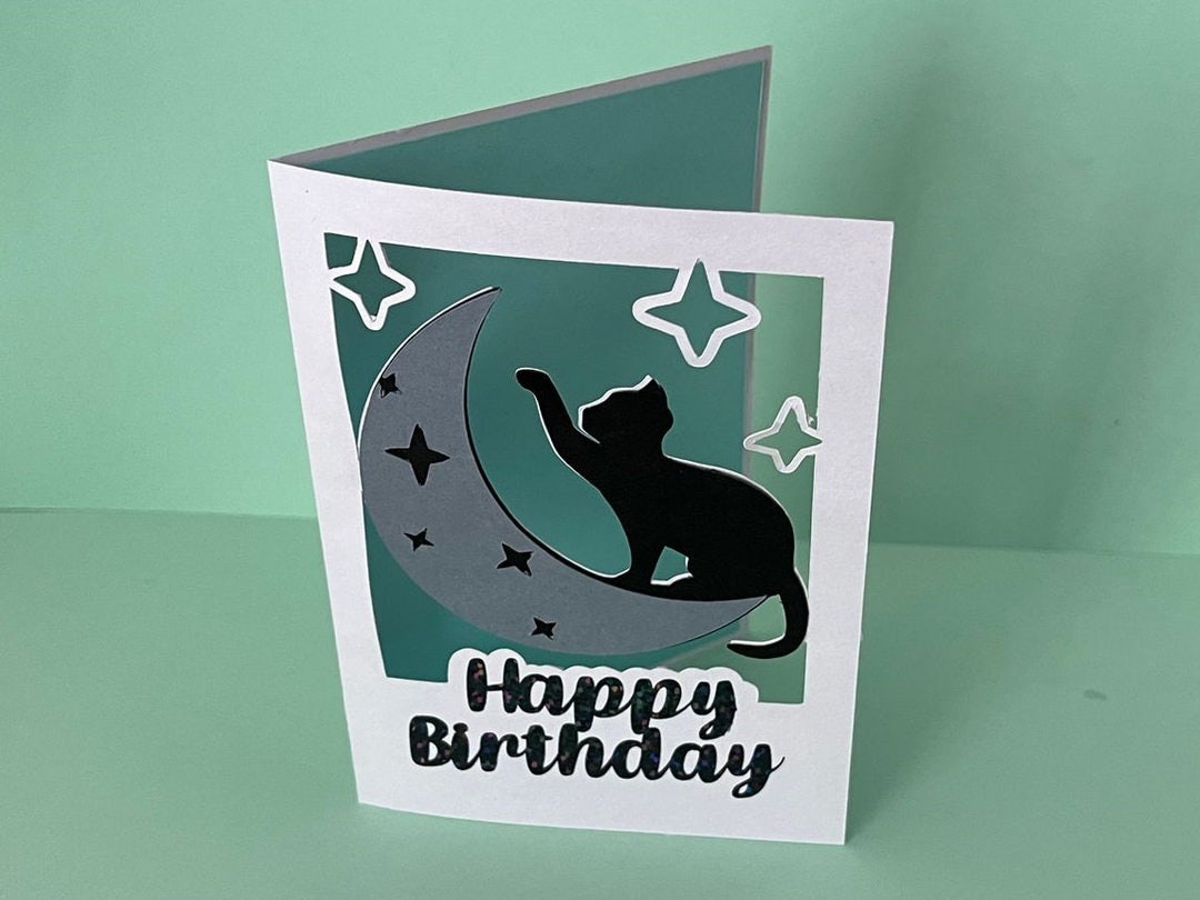 CAT Birthday Card, CAT Card Svg, Cat Lover Card, 3D Papercut Svg Card ...