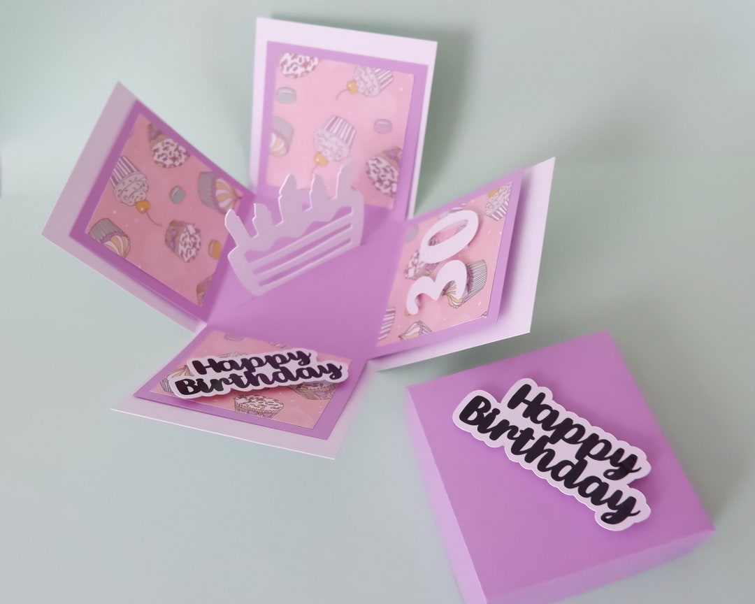 Personalised Exploding Box Birthday Card SVG, Pop up Birthday Card ...
