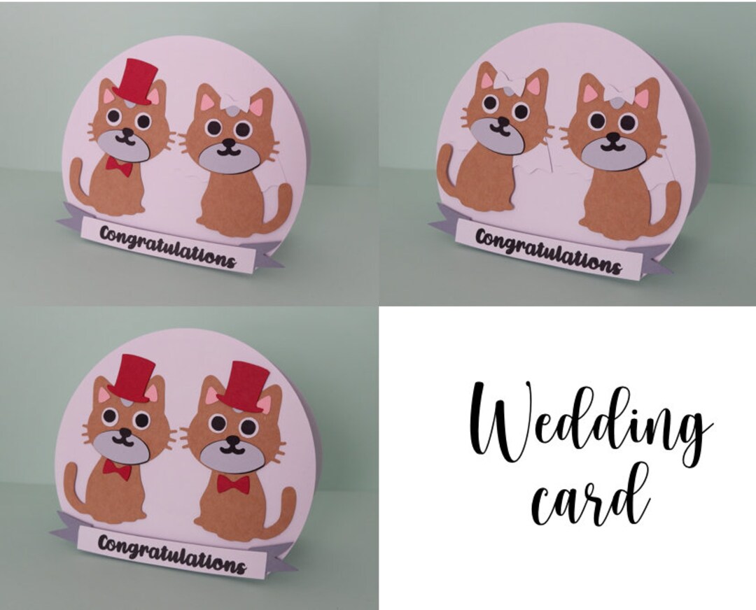 Wedding Cat Card SVG, Cute Cards for Wedding Day, Wedding Card, Mr ...