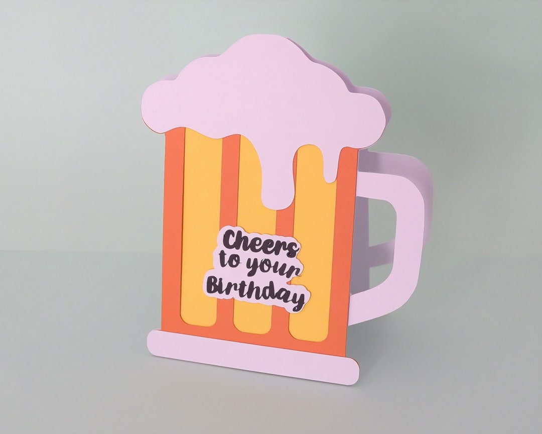 Beer Shaped Card SVG Cutting File, Beer Mug Card, Father's Day Card ...