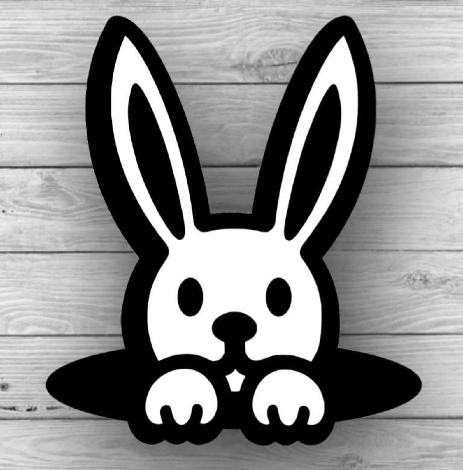 Rabbit Peeking out of Hole Vinyl Decal | Etsy