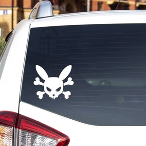 Rabbit Skull and Crossbones Permanent Decal - Vinyl Rabbit Car Decal - Etsy