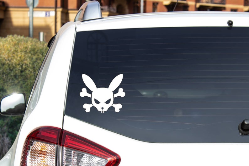 Rabbit Skull and Crossbones Permanent Decal - Etsy