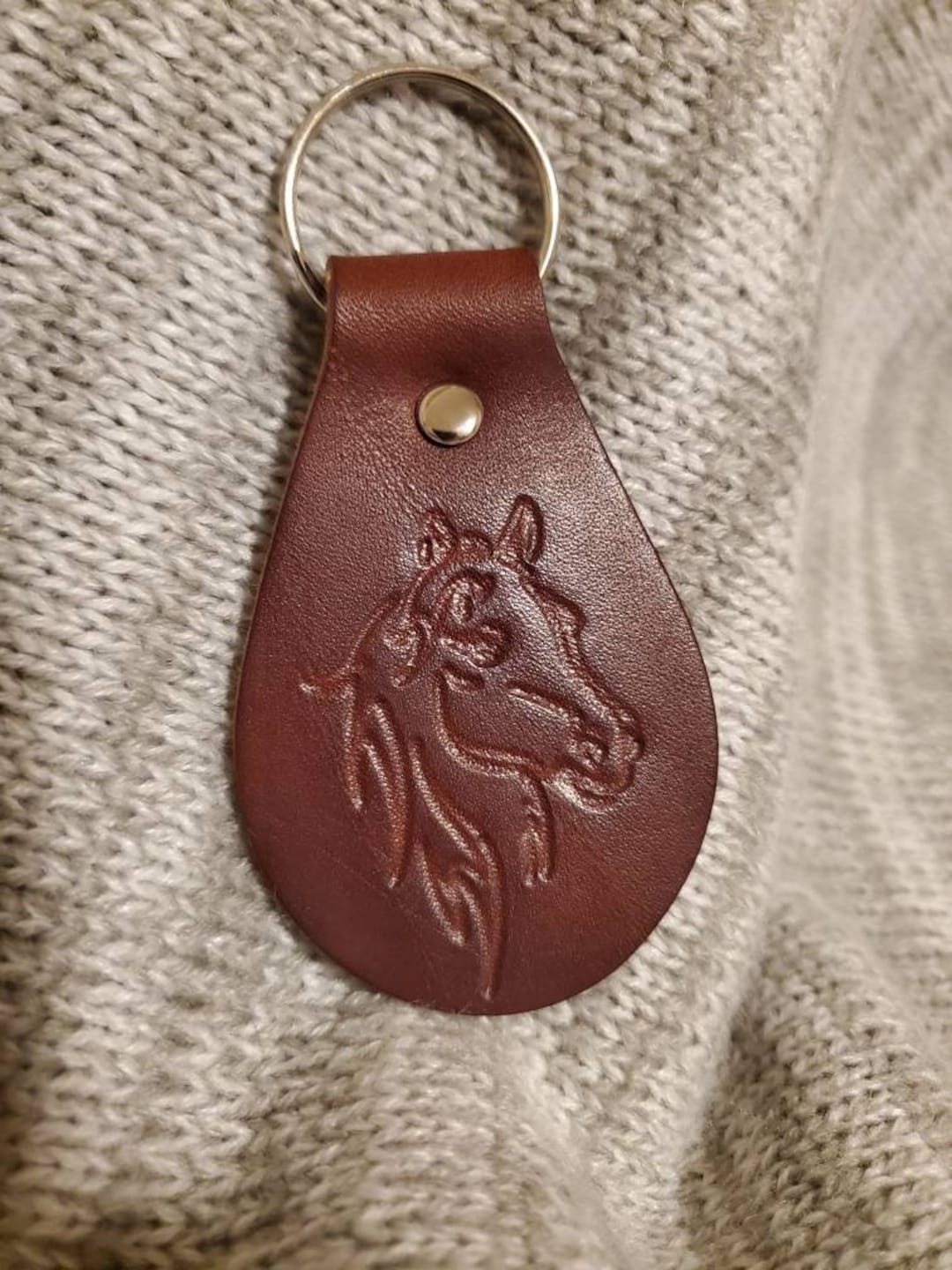 Stamped Horse Genuine Leather Key Fob/ Keychain - Etsy