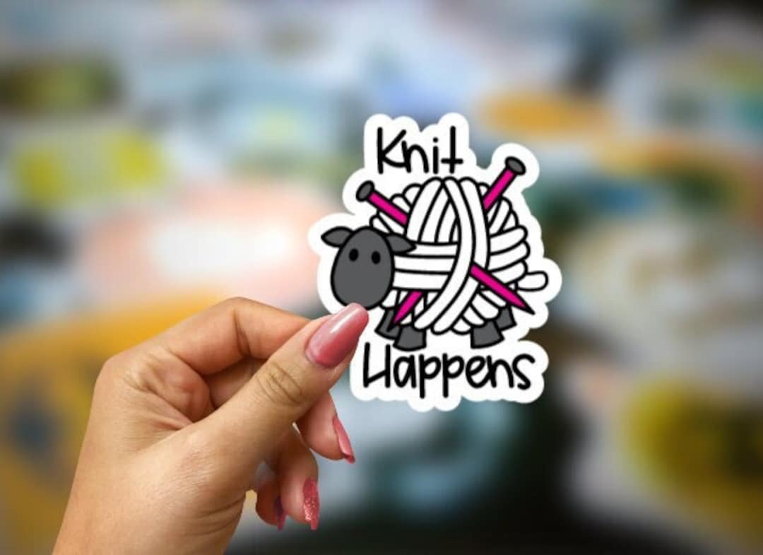Knit Happens Cute Sheep Sticker Funny Animal Knitting Sticker Water ...