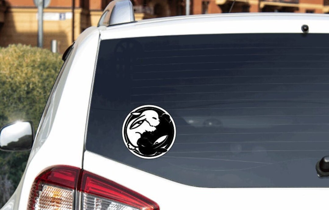 Yin Yang Rabbits Decal for Car Window - Harmony Balance Symbol - Black ...