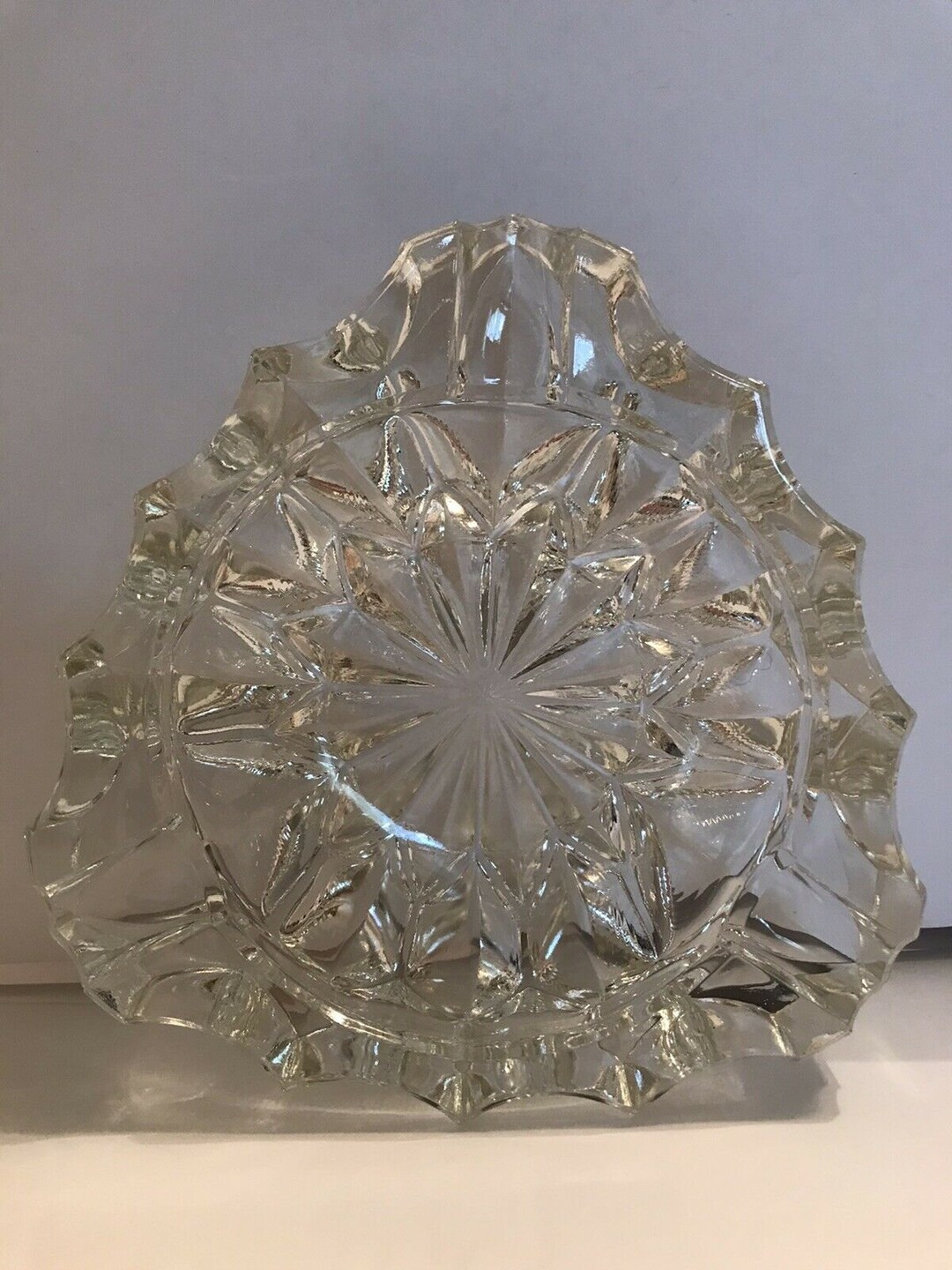 1 Italian Clear Crystal Glass Ashtray Arrowhead Triangle Blown Glass ...