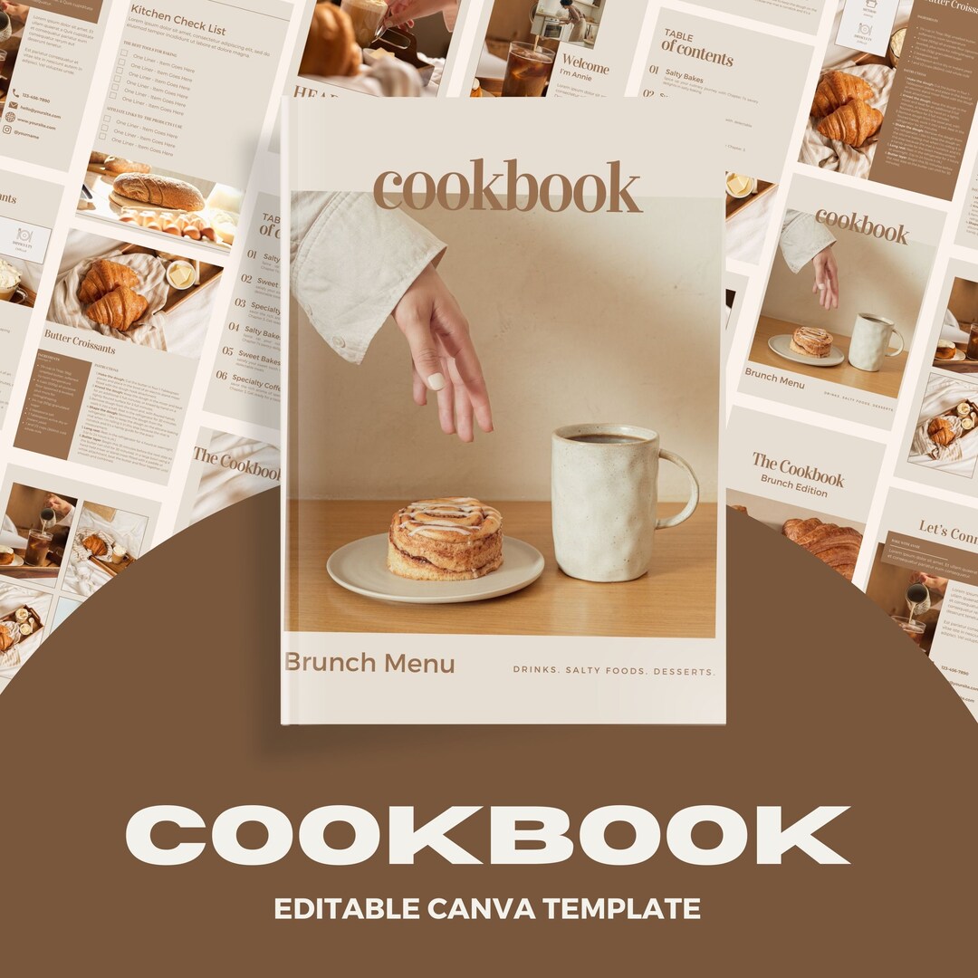 Cookbook Canva Template | Editable Recipe E-book Template for Food ...
